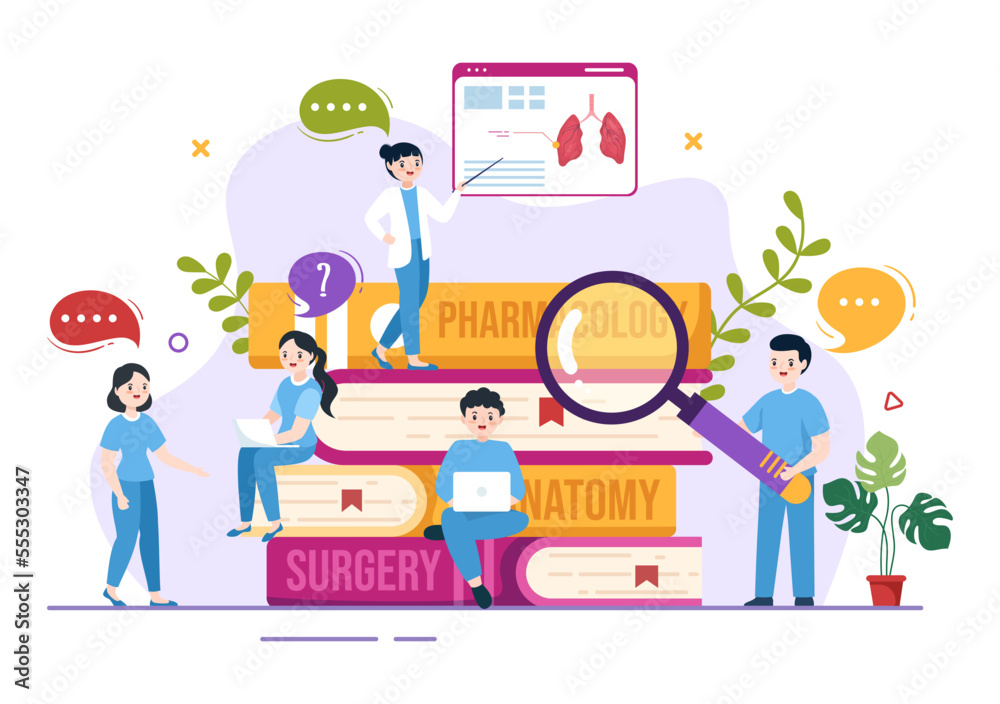 Medical School with Students Listening to Doctor Lecture and Learning ...