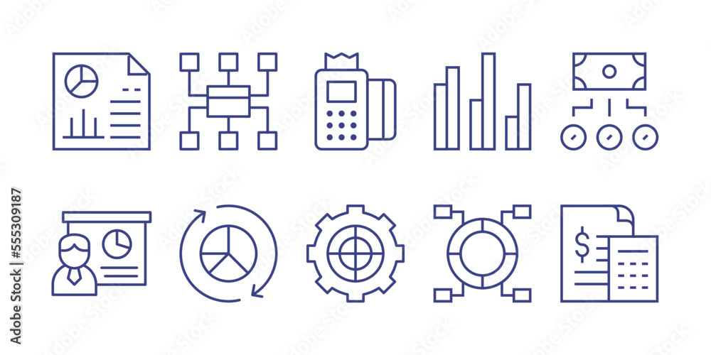 Business line icon set. Editable stroke. Vector illustration ...
