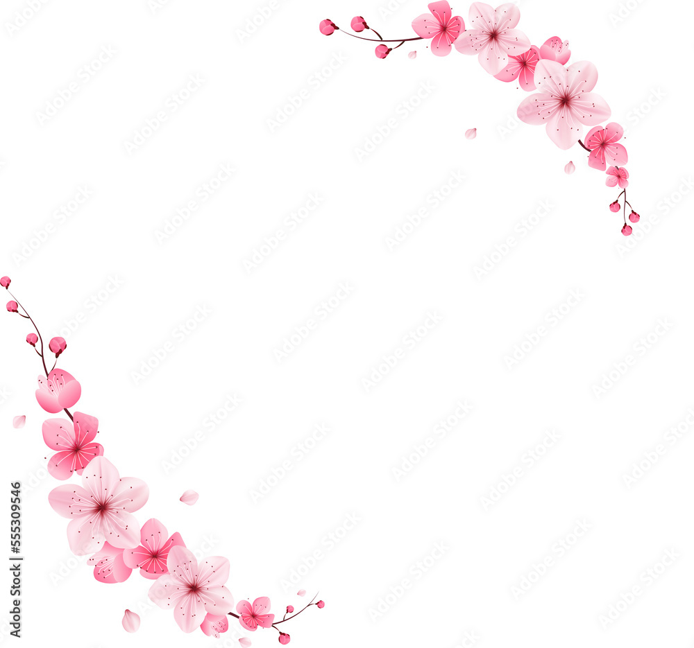 Cherry blossom frame, border Stock Illustration | Adobe Stock