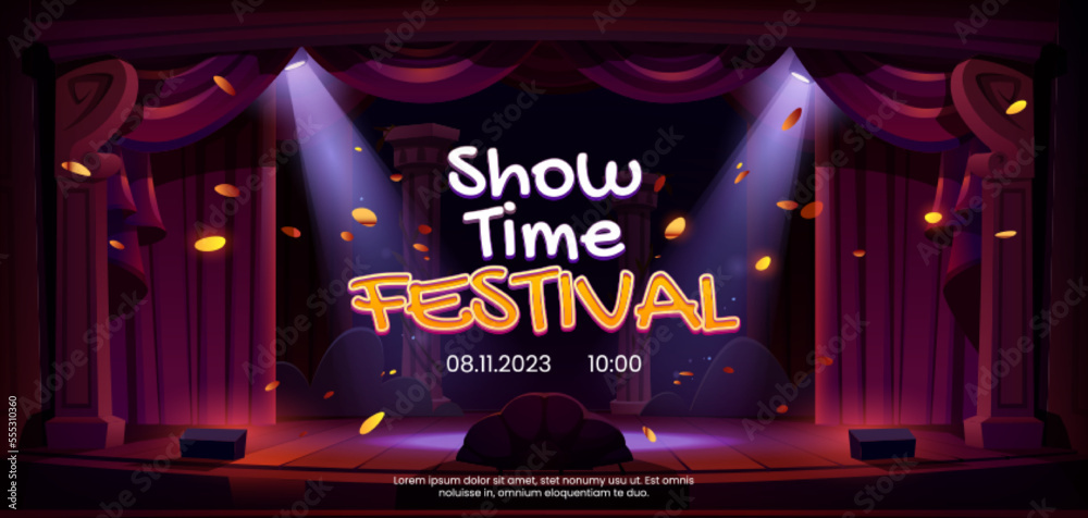 Theater event invitation template. Cartoon vector illustration of ...