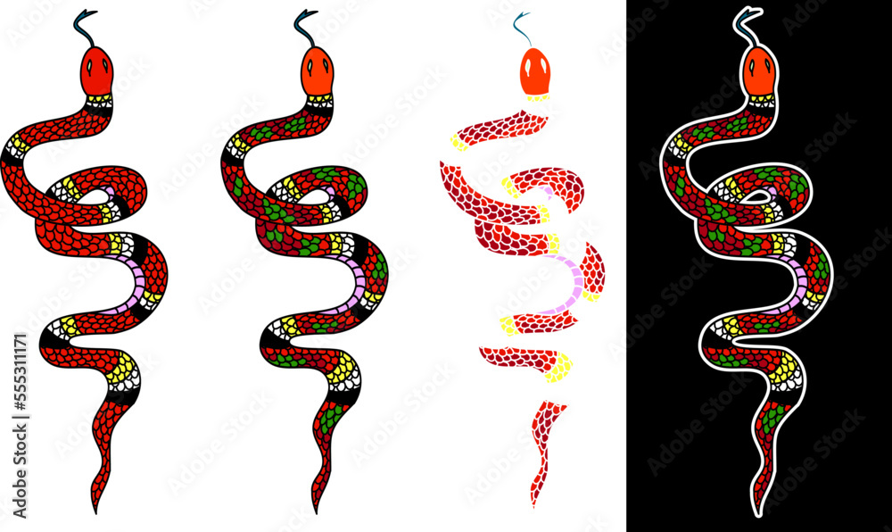 Hand drawn snake vector Illustration isolate on white background.Milk ...