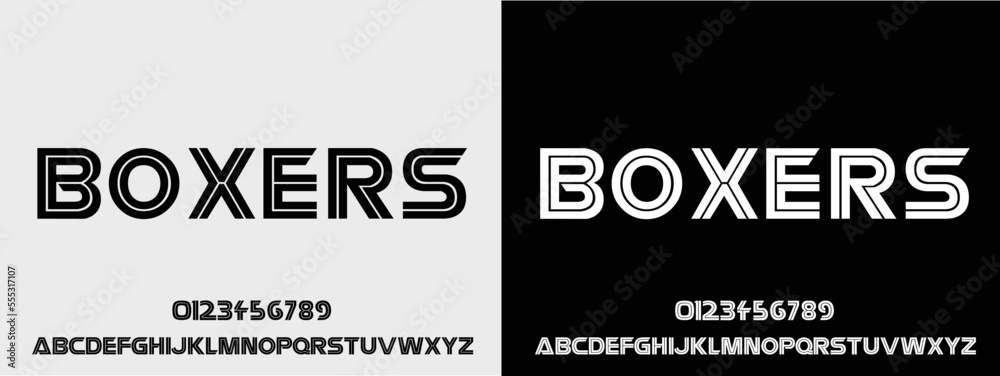 Vetor de BOXERS -Modern Bold Font. Regular Italic Number Typography ...