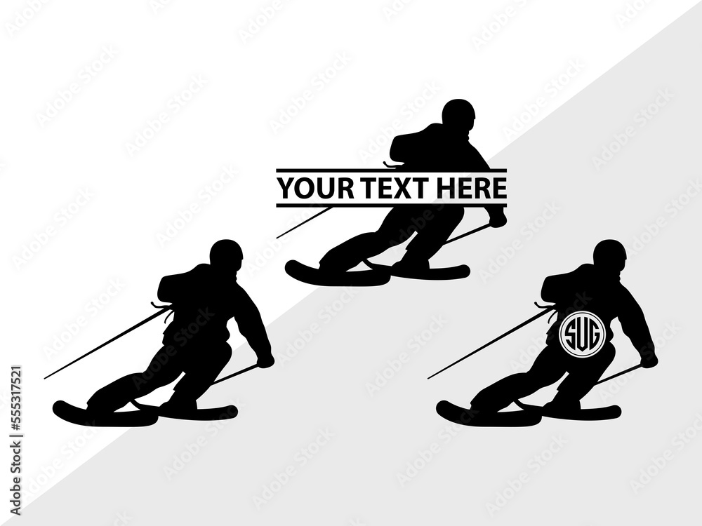 Skiing Monogram, Skiing Silhouette, Skiing SVG, Skiing Bundle, Sport ...