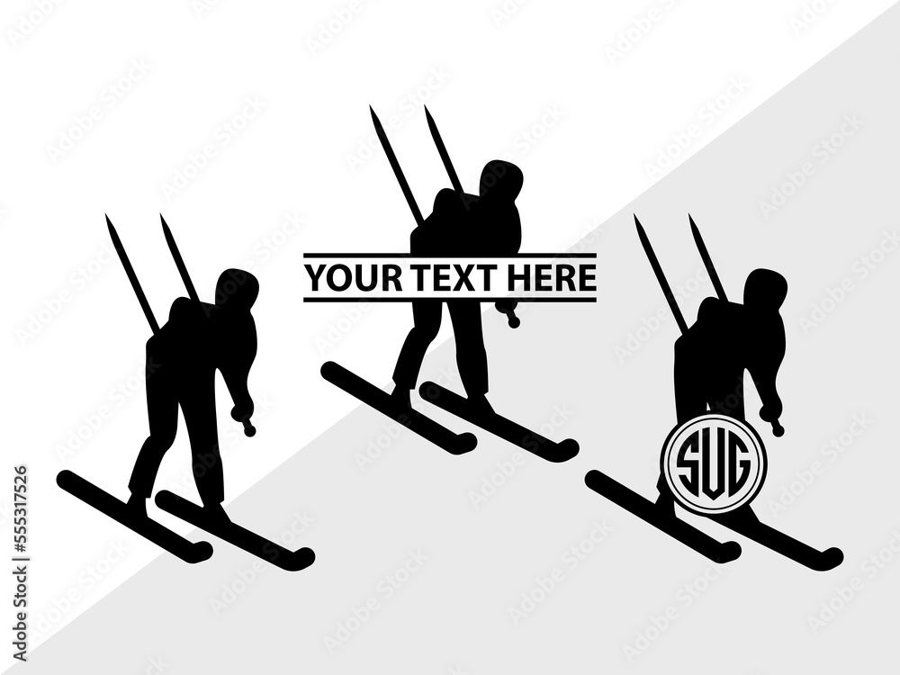 Skiing Monogram, Skiing Silhouette, Skiing SVG, Skiing Bundle, Sport ...