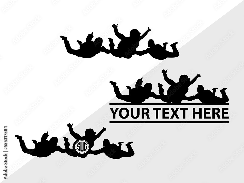 Sky Diving Monogram, Sky Diving Silhouette, Sky Diving SVG, Sky Diving ...