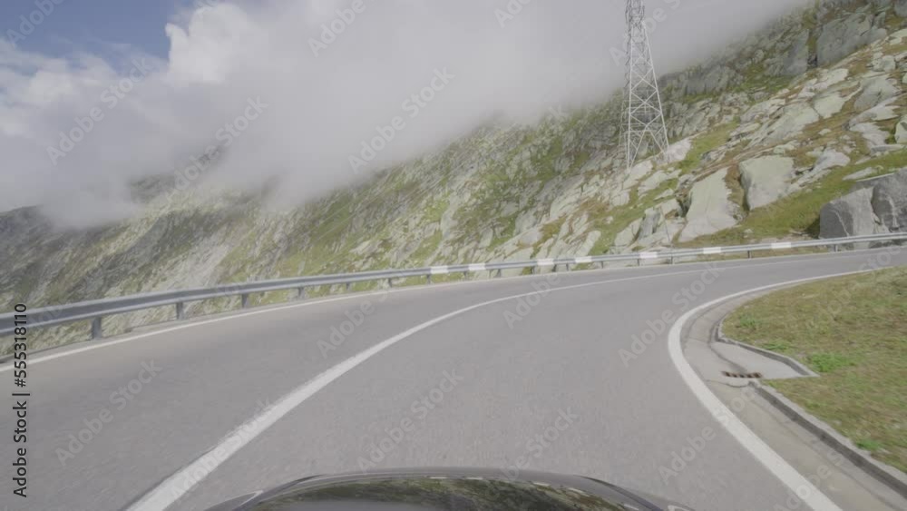 Driving from the Grimsel to the Furka pass through the famous valley in ...