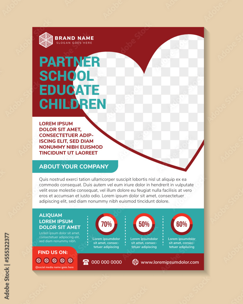 flyer template design with headline is partner school educate children ...