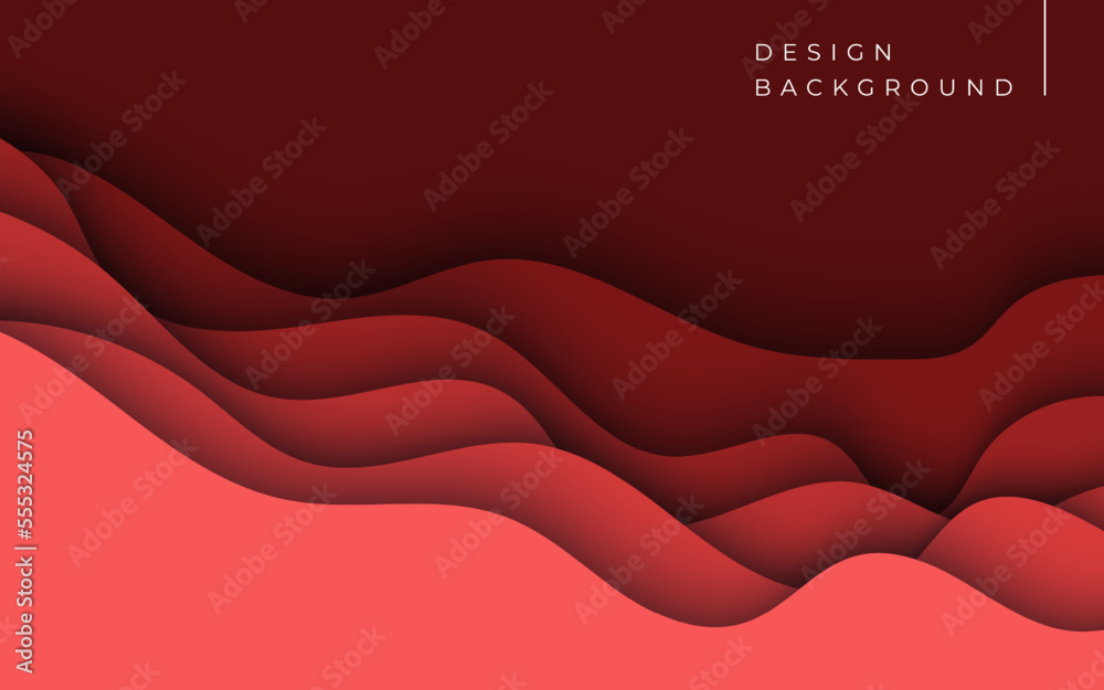 Multi layers red texture 3D papercut layers in gradient vector banner ...