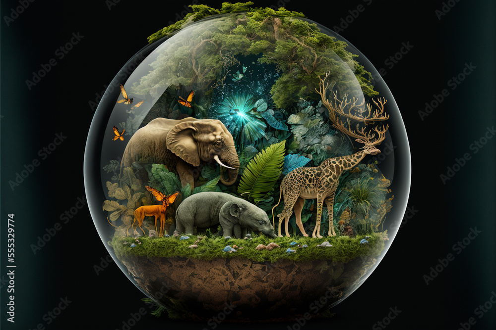 World environment and earth day concept with glass globe and eco ...