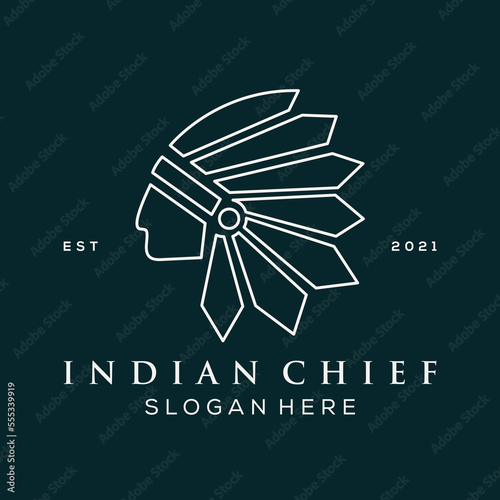 indian chief logo vector design template Stock Vector | Adobe Stock