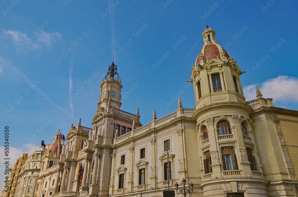 Historic house facades old town and super modern clean building ...
