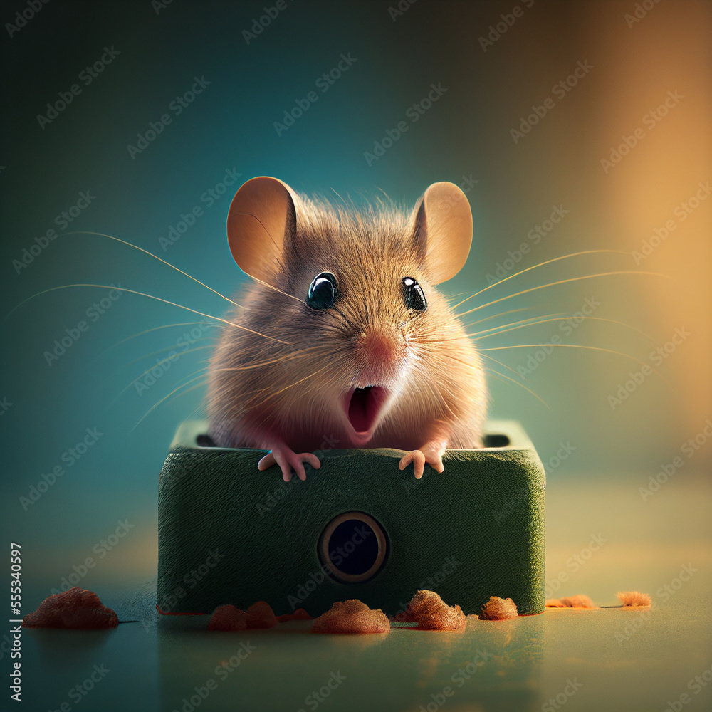 Colourful Shocked Mouse Surreal Generative AI Illustration Stock ...