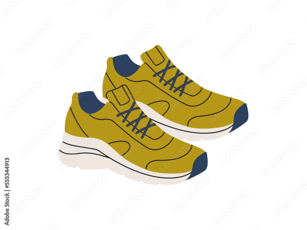 Pair of sport sneakers. Modern footwear for training or fitness. Hand ...