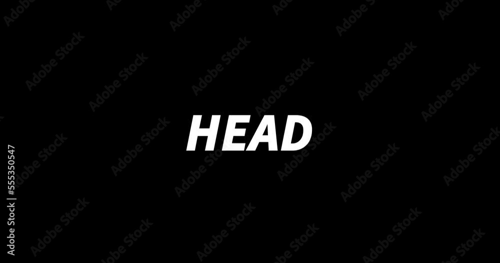 HEAD text animation on black background. Modern text animation, written ...