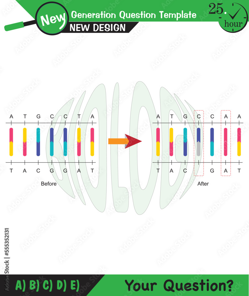 Biology, DNA helix, DNA replication, next generation question template ...