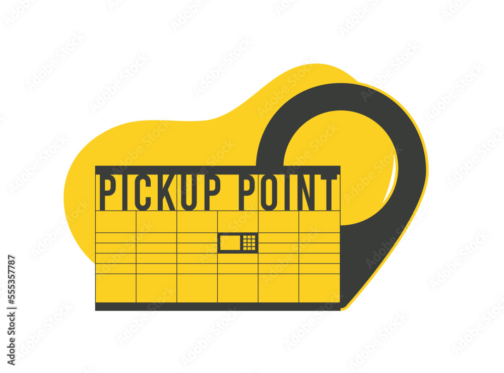 Parcel locker black and yellow outline icon. Self-service terminal with ...