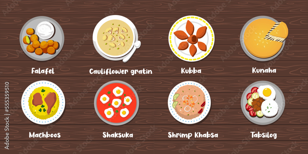 Poster saudi arabian food vector set illustration – Wall Art | UkPosters