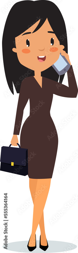 Businesswoman girl. Beautiful girl at work talking on the phone ...