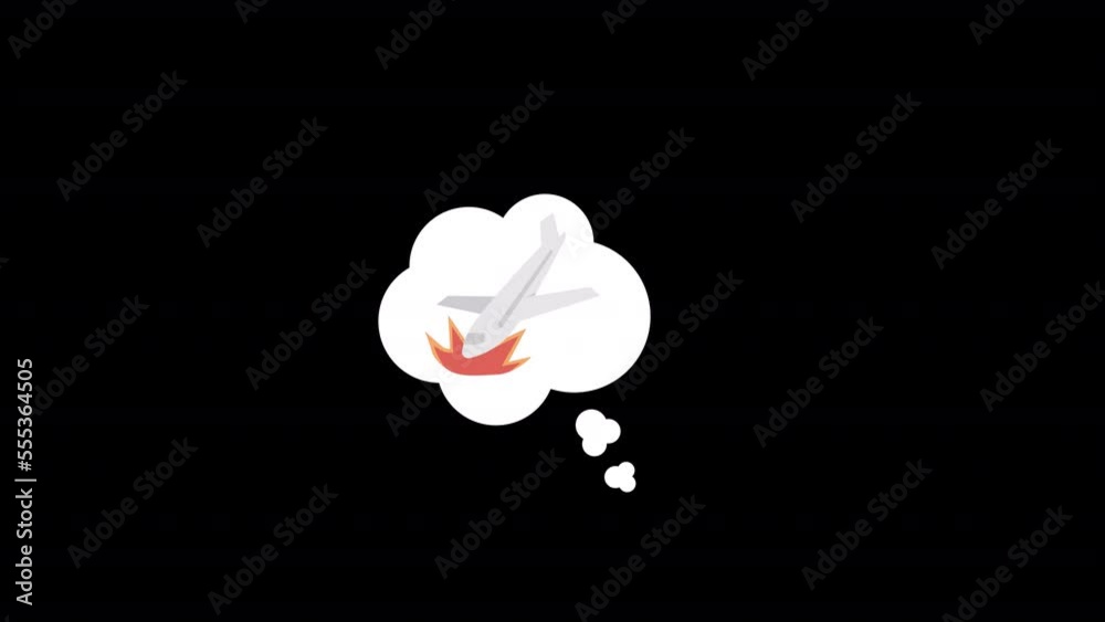 Animated air crash thoughts element. Fear of flying. Flat cartoon style ...
