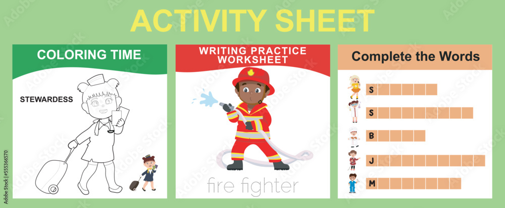 3 in 1 Activity Kit for children with Kids Profession Dreams ...