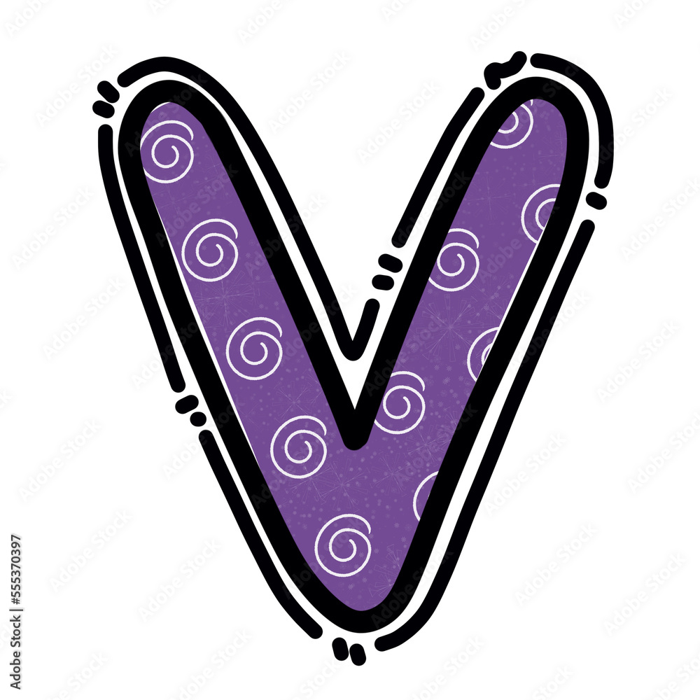 V alphabet letter png, purple color cute design Stock Illustration ...