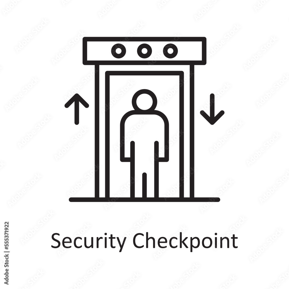 Security checkpoint Vector Outline Icon Design illustration. Law ...