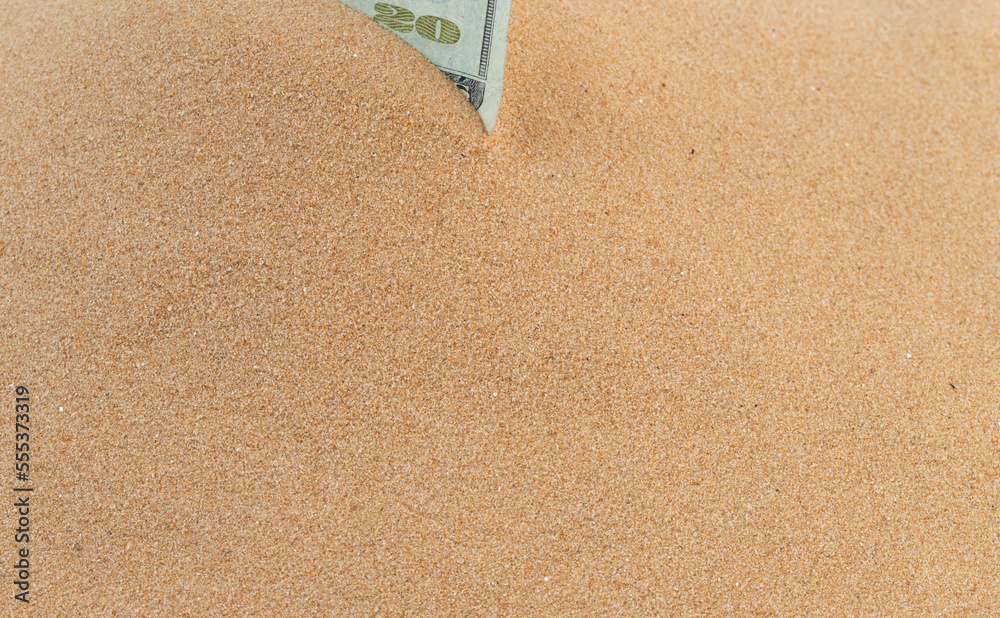 Small size fine Sand flying pile, Golden grain like glass. Abstract ...