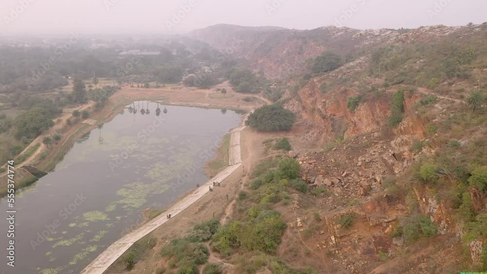 Varanasi Ghat aerial drone view, 4k morning on the Ganges, Benares ...
