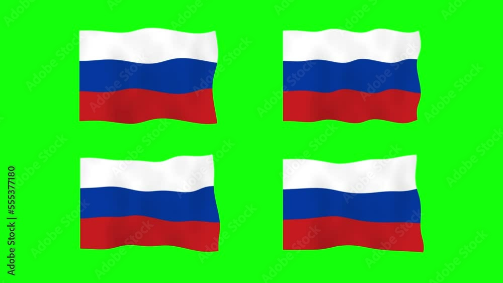 Russia Waving Flag 2D Animation on Green Screen Background. Looping ...