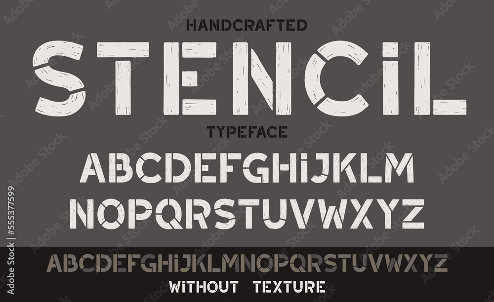 Original and creative stencil font. Set of handcrafted stencil-plate ...