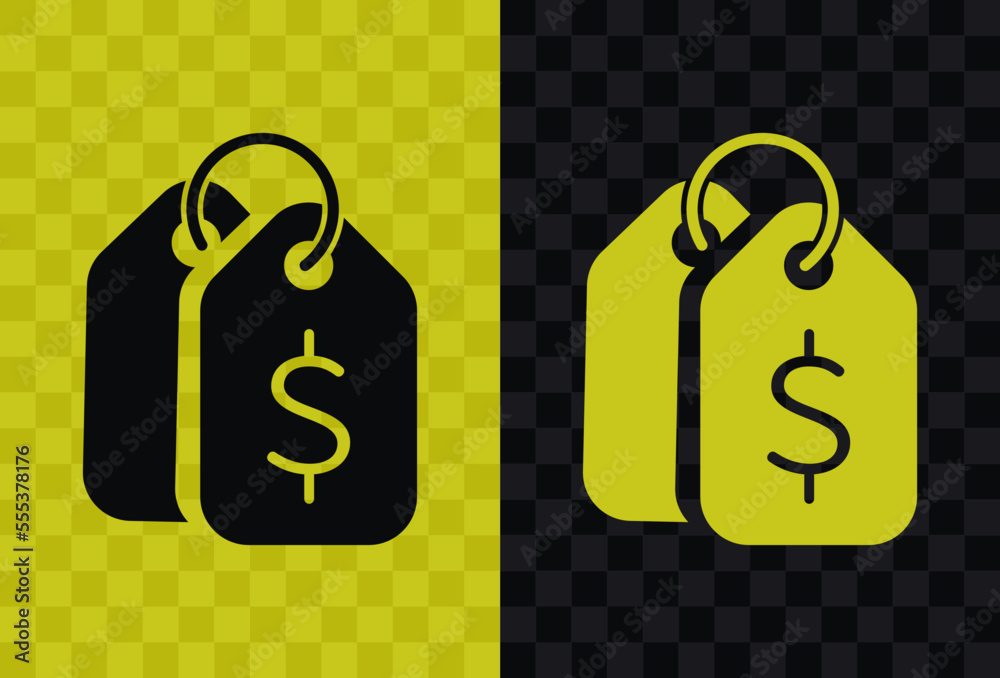 Shopping tags, high quality vector silhouette icon. Shopping tags icon ...