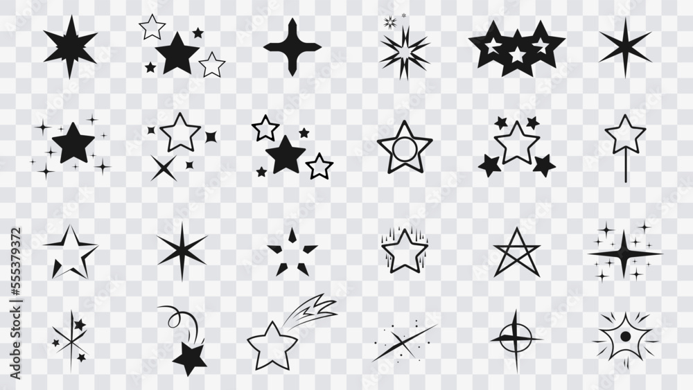 Star icon set on transparent background. Сollection of original vector ...