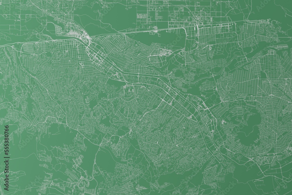 Stylized map of the streets of Tijuana (Mexico) made with white lines ...