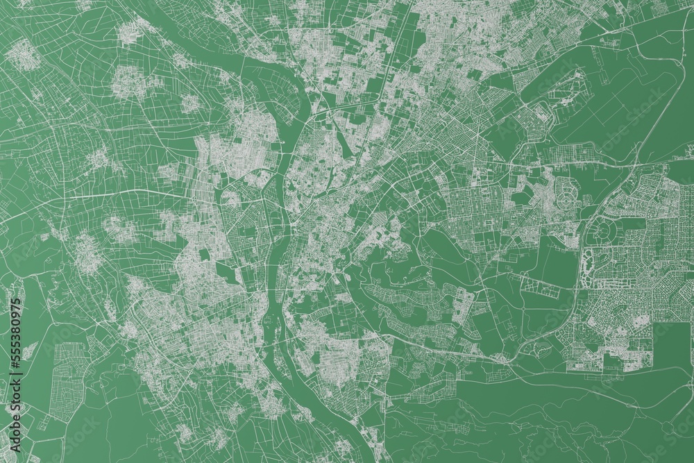 Stylized map of the streets of Cairo (Egypt) made with white lines on ...