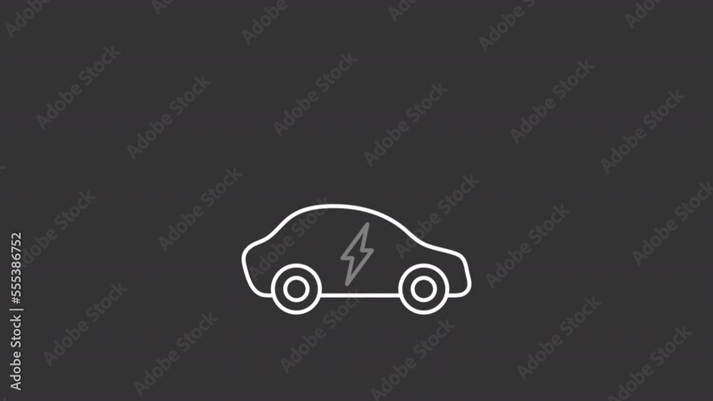 Animated EV tariff white line icon. Electric vehicle energy bill ...