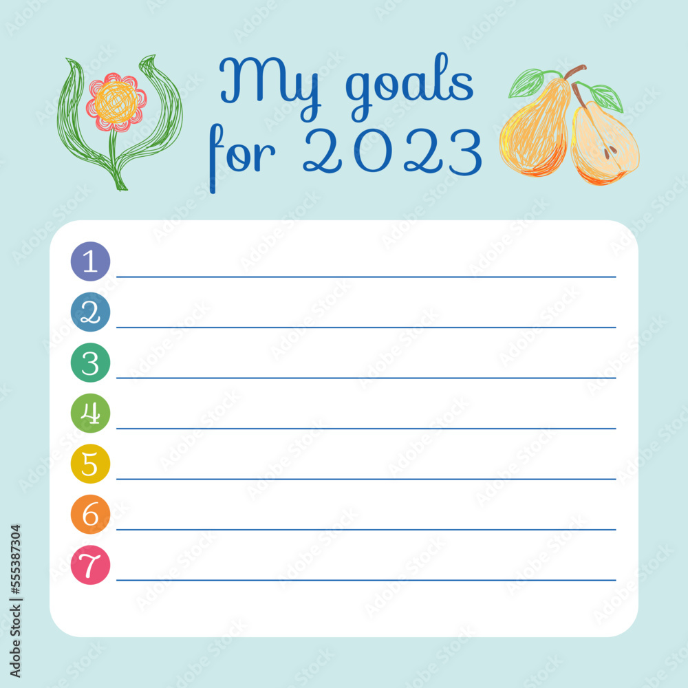 My goals for 2023. Vector hand drawn design print. Pencil drawing Stock ...
