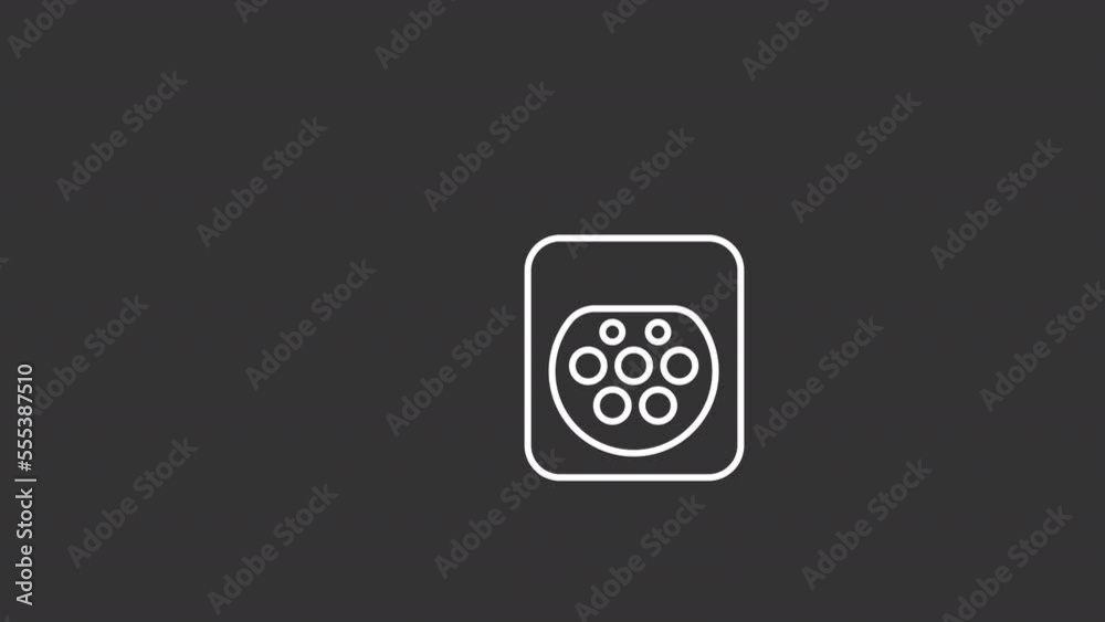Animated connectors white line icon. EV charging equipment. Fast ...