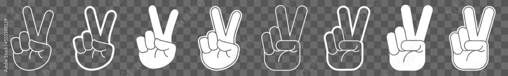 Peace Sign Icon White Peace Sign Victory Hand Set | Peace Signs Symbol ...