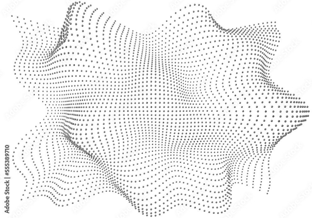 Halftone pattern overlay - 3d abstract shape design element - curved ...