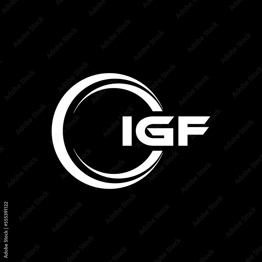 IGF letter logo design with black background in illustrator, cube logo ...