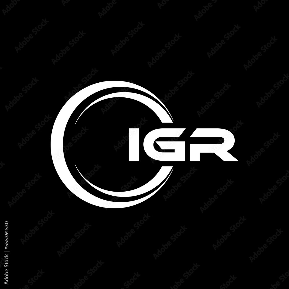 Vetor do Stock: IGR letter logo design with black background in ...