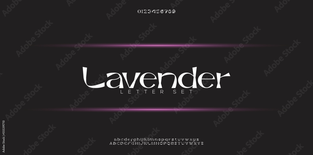 LAVENDER Luxury letter fonts and alphabet set. Modern tech typeface ...
