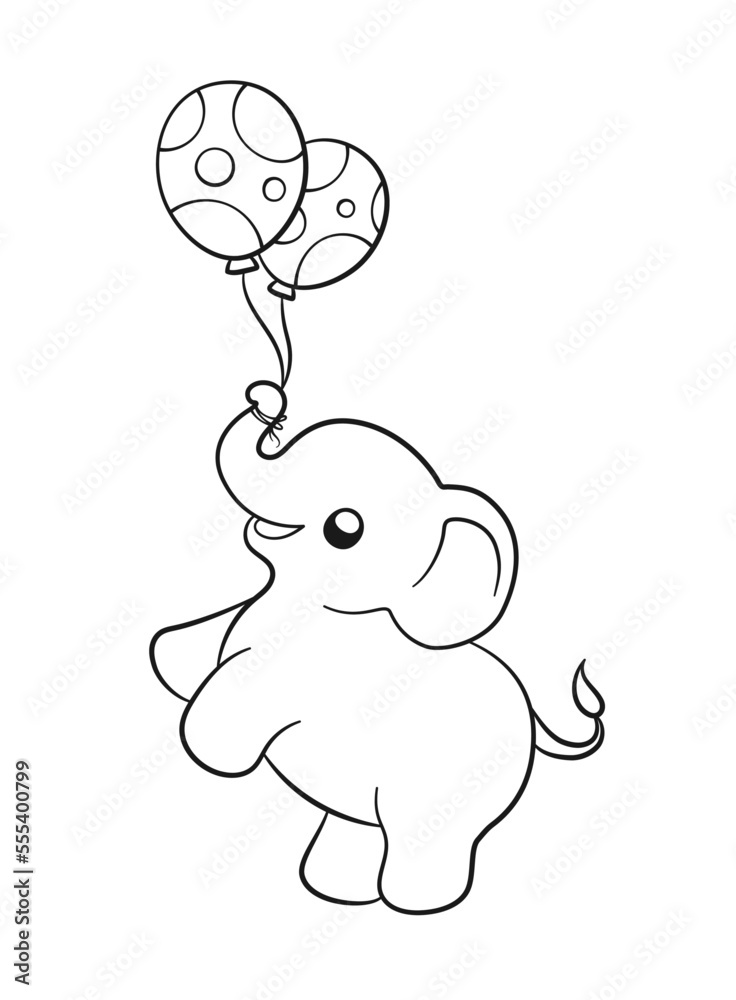 Elephant Holding Balloons Coloring Pages