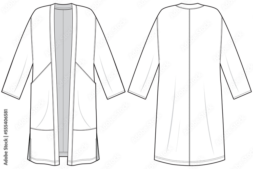 Robe flat sketch technical cad drawing vector template Stock Vector ...