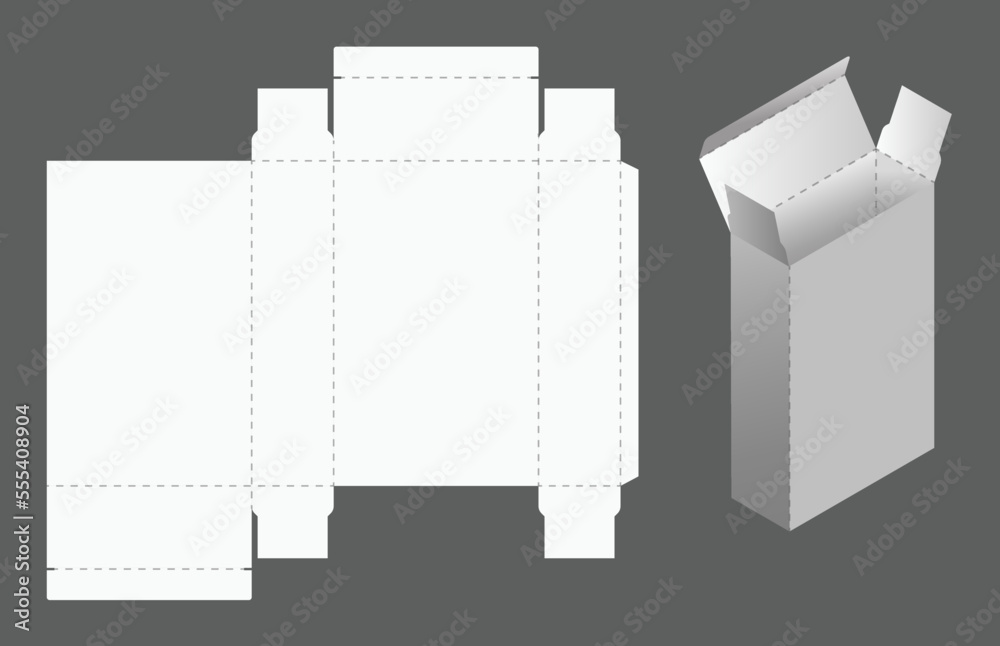 Box cut model. Package template layout for new design. Paper ...