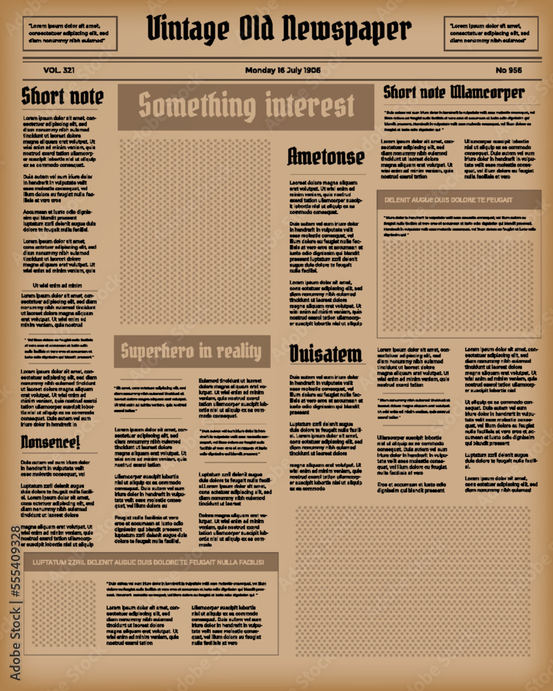 Vintage newspaper. News articles, newsprint magazine old design ...