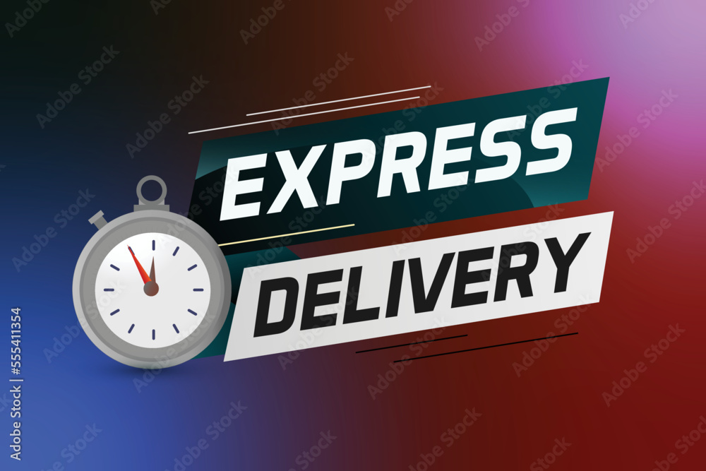 Express delivery word concept vector illustration with stopwatch style ...
