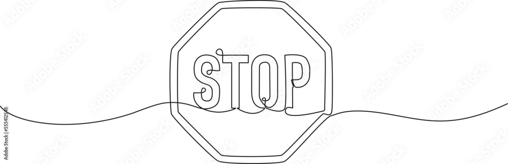 continuous single line drawing of STOP sign, line art vector ...