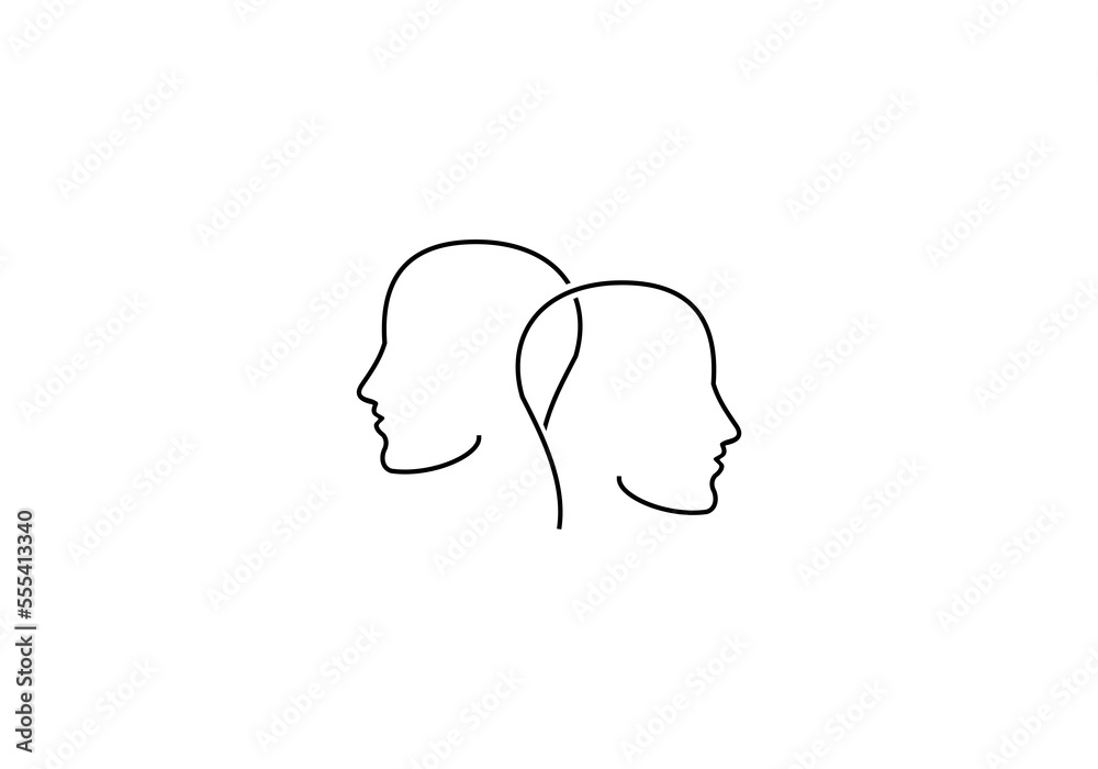 logo silhouette two people heads initial company icon business logo ...