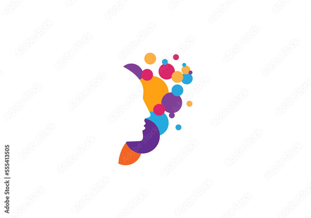 3D color people head silhouette logo initial company icon business logo ...